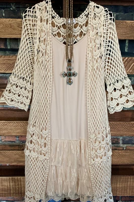 BOHEMIAN HEART CROCHET DUSTER CARDIGAN IN BEIGE – Life is Chic Boutique